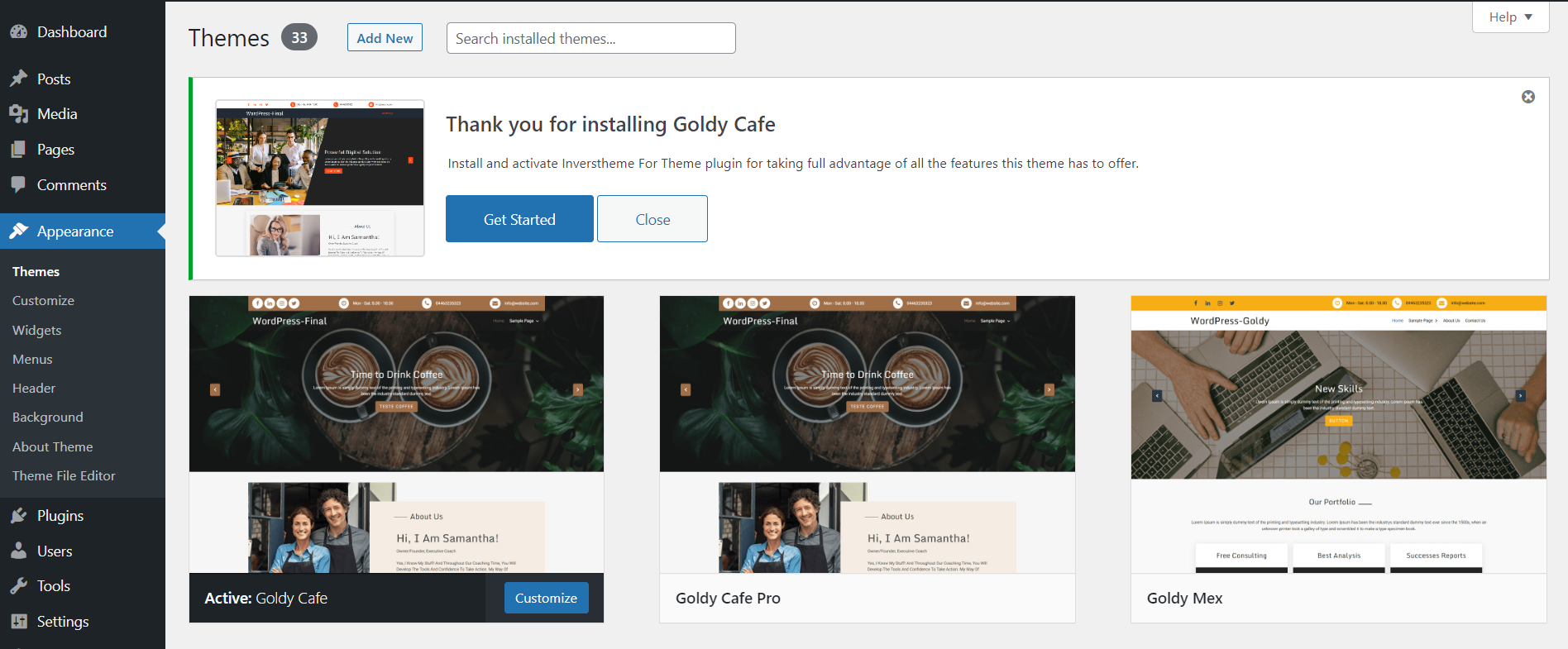 Goldy Cafe Documentation – Invers Theme